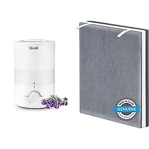 LEVOIT Humidifiers for Bedroom, Quiet (3L Water Tank) Cool Mist Top Fill Essential Oil Diffuser & Vital100 Air Purifier Replacement, True HEPA High-Efficiency Activated Carbon Filter, 1 Pack, White