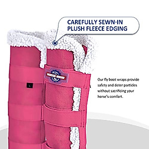 Harrison Howard Horse Fly Boots Summer Protection with Fleece Trim to Eliminate Rubbing Comfortable and Ventilating Mesh Leg Guards Set of 4 Magenta M