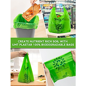 [500 per box] | Recyclable Compostable Reusable Biodegradable Plastic T-Shirt Bags | Grocery Shopping Bags | Green Eco Plastic Bags (500 per box) | T-Shirt Carryout Bags 500 count Restaurant Quality, Durable, Reusable and Econ Friendly | Measures 11. 5" X