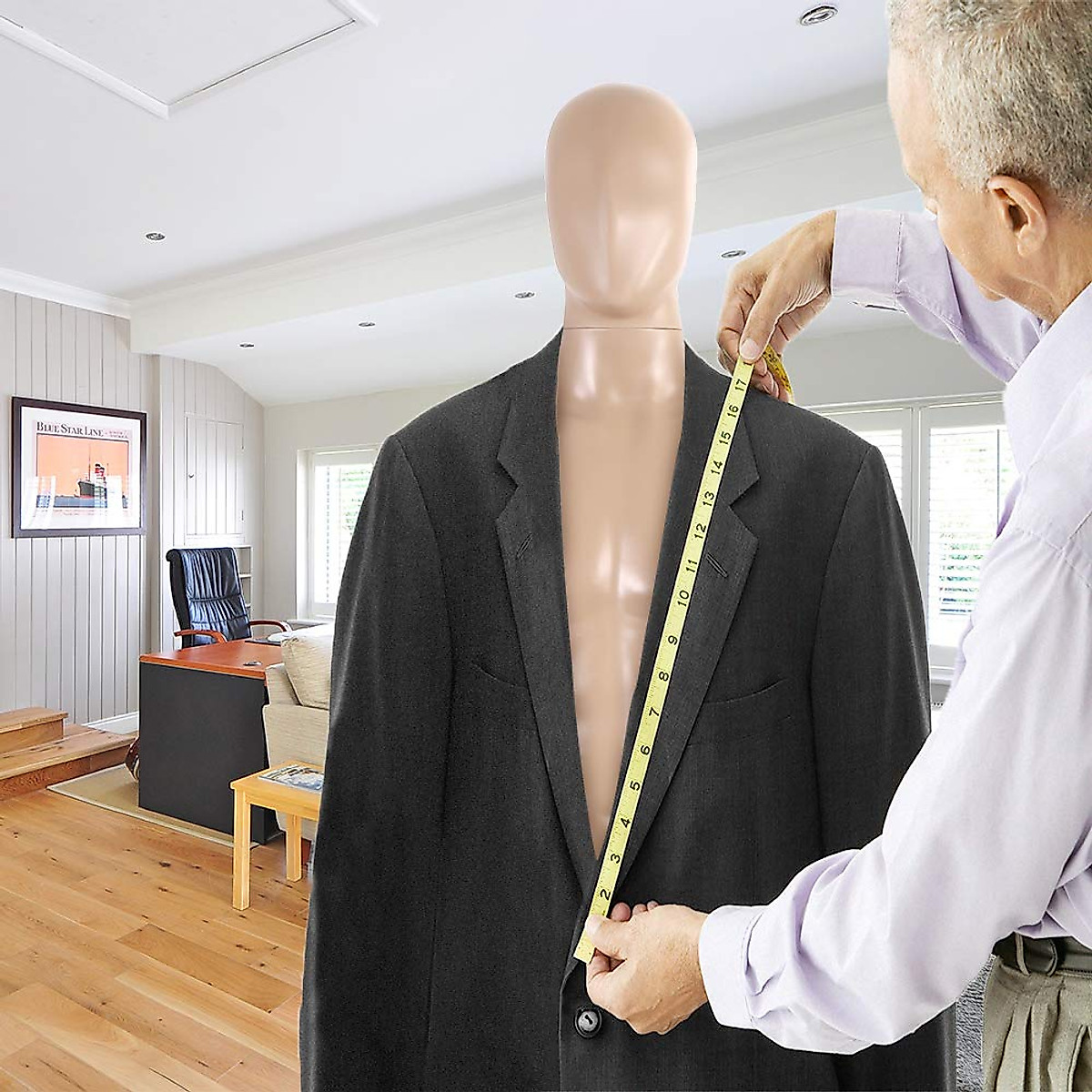 Mannequin Torso Manikin Dress Form Male 73" Adjustable Detachable Realistic Full Body Mannequin Model Display with Metal Base Plastic Head Turns Poseable Adult Dummy Mannequin Stand, Nude