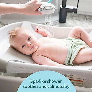 The First Years Rain Shower Baby Bath Tub Set - Includes Convertible Bath Tub and Sling with Soothing Spray - Baby Bath Seat and Spa for Newborn to Toddler - Baby Bath Essentials