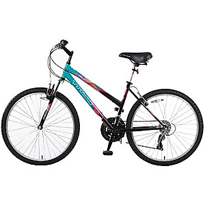 TITAN Trail 21-speed Suspension Women's Mountain Bike, 17-Inch Frame, Black and Teal