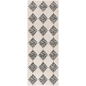 BoutiqueRugs Fauci Farmhouse Area Rug - Cream, Black White - 6'7" x 9'