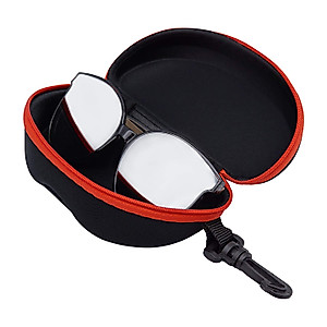 INNOLIFE 3 PCS Large Size Zipper Shell Sunglasses Glasses Case with Plastic Carabiner Hook & 3 PCS Glasses Pouch & 3 PCS Cleaning Cloth（black）