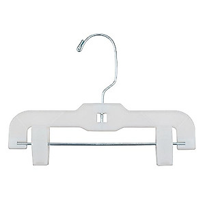NAHANCO 1610PCLH Plastic Baby/Infant Size Skirt/Pant Hangers, Long Metal Swivel Hook and Plastic Pinch Clips, Heavy Weight, 9", White (Pack of 100)