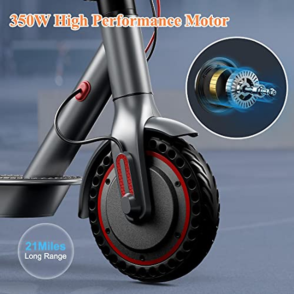 Electric Scooter Adults 18.5 MPH, 350w Electric Scooter with 17-22 Miles Range, 8.5" Solid Tires, Dual Brake System & 15° Climbing Ability, Folding Commuter Scooter for Adults