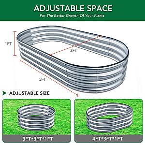 EZIOSS Raised Garden Bed -5×3×1ft Galvanized Planter Box for Outdoor Gardening and Planting, Ideal for Vegetables and Plants