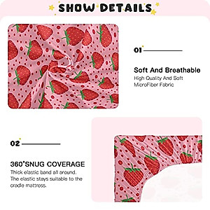 Kigai Strawberry with Dots Fitted Crib Sheet for Girls and Boys, Soft Breathable for Standard Crib & Toddler Bed Mattress, 27 x 39 in