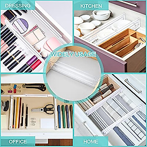 Hoteam 24 Pack Drawer Dividers Organizers for Clothes Adjustable Kitchen Drawer Organizer 3.2 Inch High Dresser Expandable from 11-19 Inch Clear Plastic Separators for Clothing Kitchen Dresser
