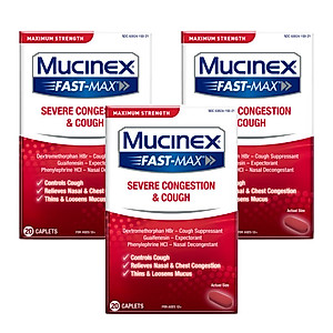 Mucinex Fast-Max Adult Severe Congestion and Cold Caplets, 20 Count (Pack of 3)