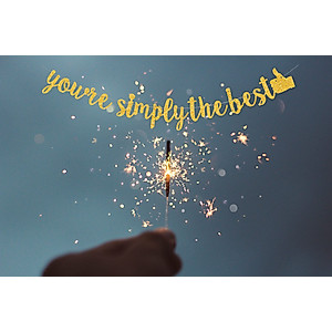 You're Simply the Best Banner, Congratulations Banner,Congrats Banner Gold Glitter Paper Party Decorations for Graduation Party Supplies.(Pre-strung)