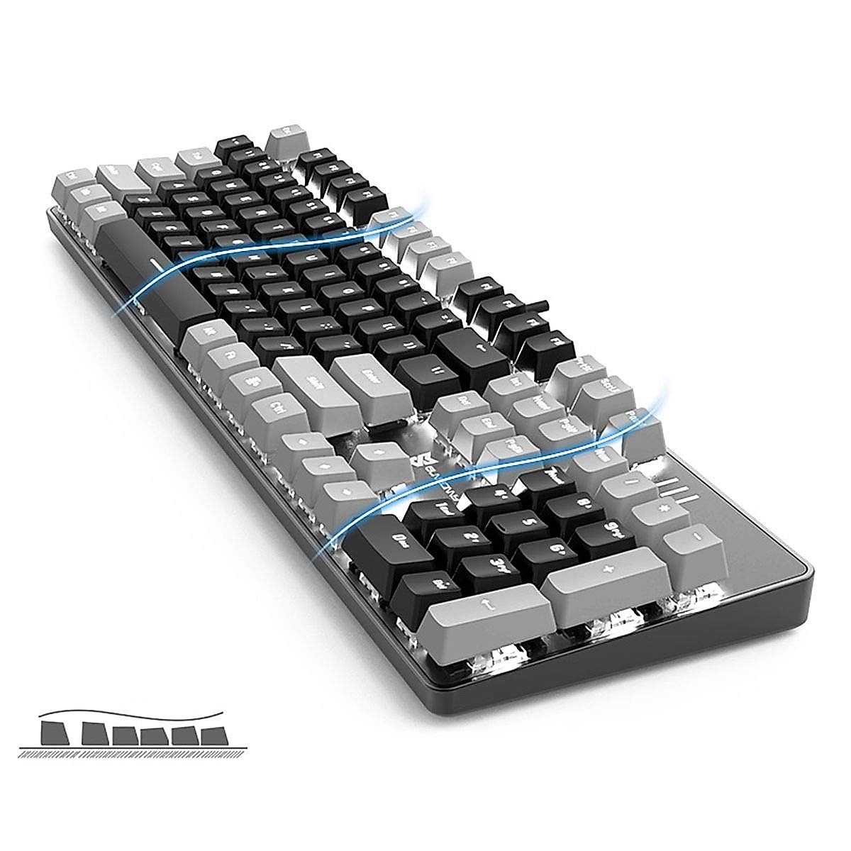 Mechanical Keyboard Gaming Keyboard | Black Switch, Black Grey Color & White Backlit Keyboard | 104 Keys US Layout | Wired Gaming Keyboard | Hot Swappable Mechanical Keyboard, PC Gaming Keyboard