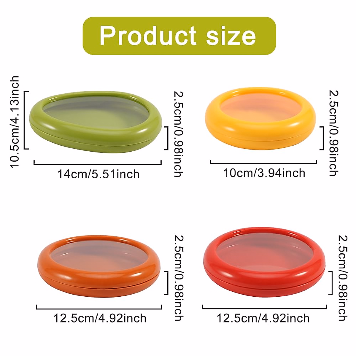 Trasylph Silicone Fruit Storage Box, 4pcs Fruit and Vegetable Storage Containers Set for Fridge, Avocado Saver and Tomato Holder Onion Storage Container Fresh Stretch Pod for Fridge Keep Fresh