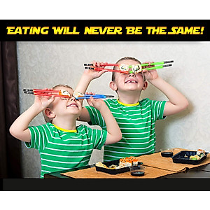 LIGHTSABER CHOPSTICKS STAR WARS LED LIGHT-UP Glowing Light Saber Chop Sticks REUSABLE Sushi Lightup Sabers - LUKE SKYWALKER BLUE - 1 PAIR