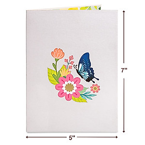 Paper Love 3D Spring Butterfly Pop Up Card, Gift for Birthday, Wedding, Anniversary, Thank You, Get Well, All Occasion or Just Because - 5" x 7" Cover - Includes Envelope and Note Tag