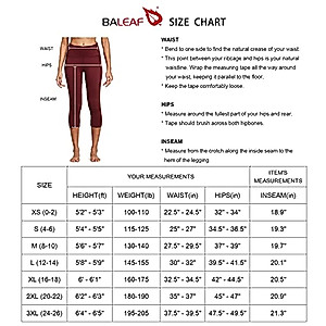 BALEAF Women's Capri Leggings Workout Yoga Running Capris High Waisted Pull On Cropped Leggings with Pockets Black M