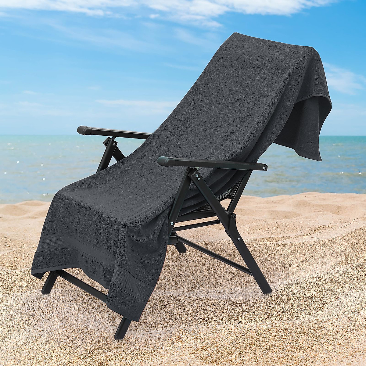 Magshion Extra Large Cotton Bath Sheet for Bathroom Adults Oversized Quick-Dry Bath Sheet Towels Set of 2,Black