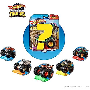Hot Wheels Monster Trucks, 1 Toy Truck in 1:64 Scale & 1 Crushable Car (Styles May Vary)