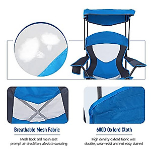 LET'S CAMP Camp Chair with Shade Canopy Folding Camping Chair with Cup Holder and Carry Bag for Outdoor Camping Hiking Beach, Heavy Duty 350 LBS