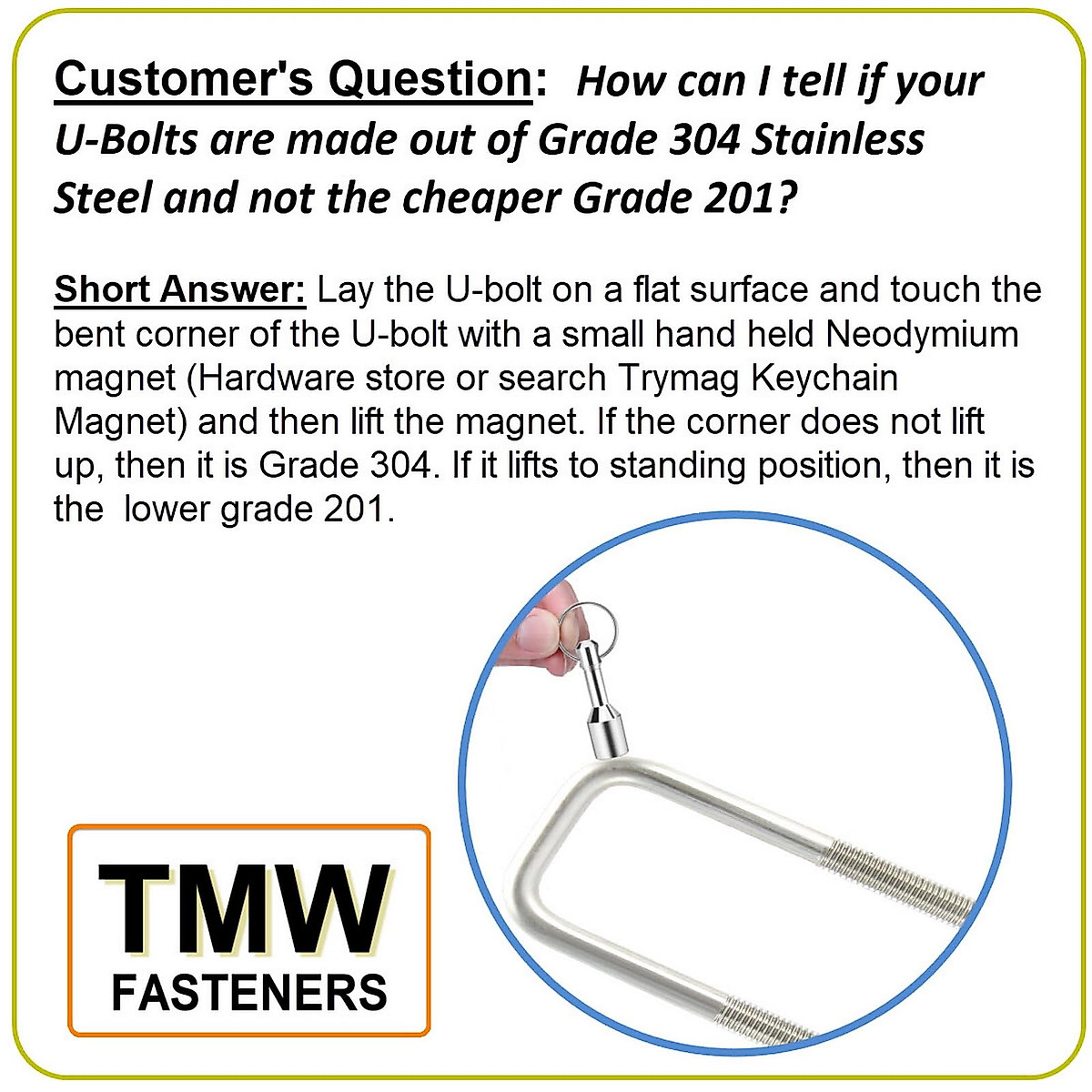 (4) Stainless Steel Square U-Bolts Boat Trailer 1/2" D x 3 1/16" W x 4 5/16" L (One Pack)