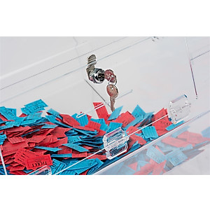 Displays2go Clear Acrylic Raffle Drum, Locking Door and Easy-Turn Lever - Large