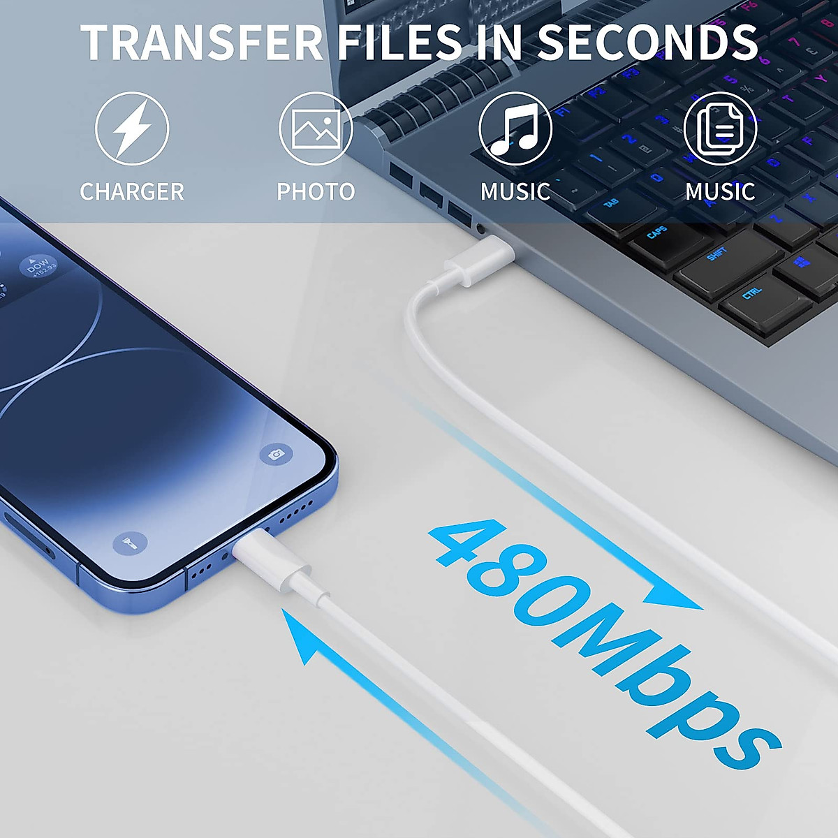 USB C to Lightning Cable, [Apple MFi Certified] iPhone Fast Charging Cord 6FT for iPhone 14/13 Pro/12/12 Pro Max/11/11PRO/XS Max/XR/X/8/8Plus and More