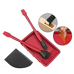 Evwoge 4Pc/Set Woodworking Glue Brush Tool Kit Silicone Soft Glue Brush Flat Scraper Glue Tray Gluing Scraper Woodworking Tools