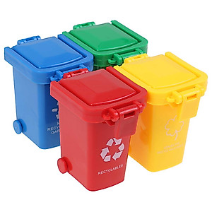 IYSHOUGONG 8 Pcs 2.5“ ”Mini Trash Can Toy Push Vehicles Garbage Cans Curbside Vehicle Garbage Bin for Kids Toddlers
