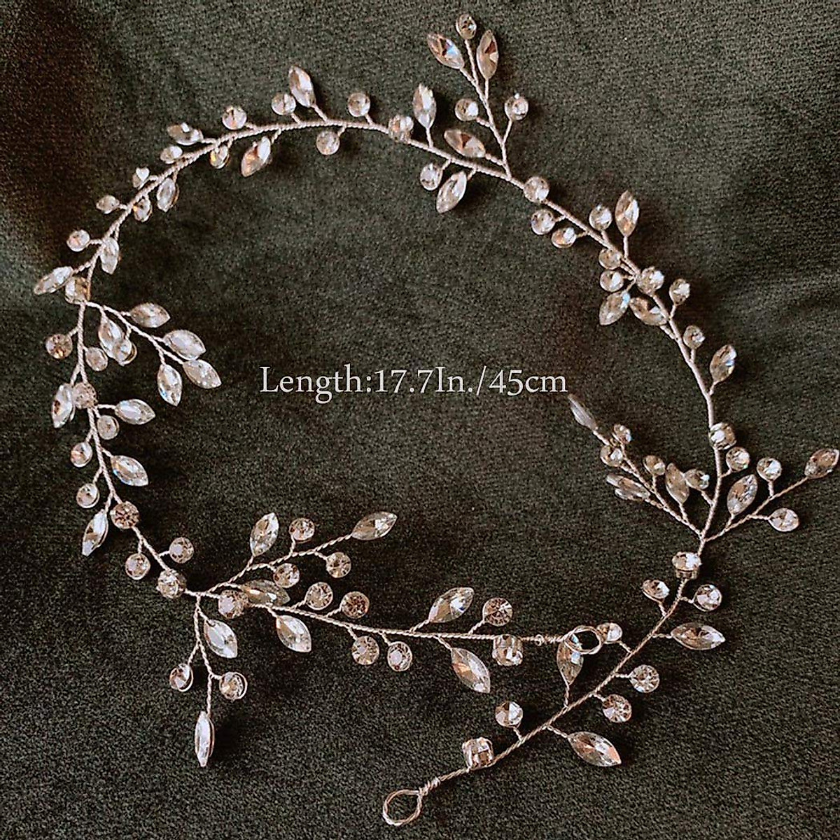 EARENT Bride Wedding Crystal Hair Vine Bridal Long Headband Wedding Hair Piece Rhinestone Hair Accessories for Women and Girls (Silver)