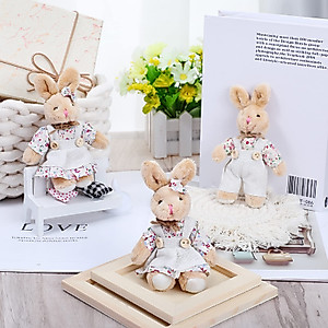 Skylety 12 Pcs Mini Bunny Plush Stuffed Animal Small Couple Easter Rabbit Plushie Burlap Floral Baby Shower Decoration Cute Soft Bunny for Valentines Birthday Party Favor, 4 Inch (Cute Style)