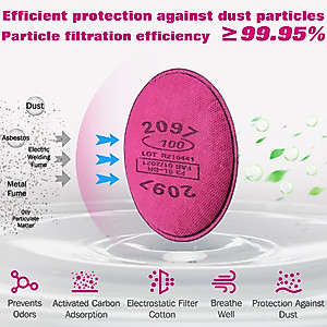 20PCS 2097 Particulate Filter for Respirator,Respirator Cartridge with Activated Carbon Layer for 6200,6502,6800,7502 Respirator Mask,Filters Solid Particulate Matter,Lead Paint,Dust,Asbestos etc.