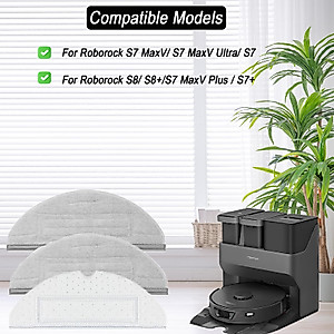 Mop Pad for Roborock S7 MaxV, S7 MaxV Ultra, S7 MaxV Plus, S7, S7+, S8, S8+ Robot Vacuum Cleaner, 8 Pcs Reusable Microfiber Mop Pads Accessories and 2 Pcs Disposable Mop Pads Replacement Part