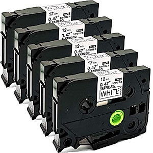NEOUZA Compatible with Brother ptouch Label Tape Laminated Tze Tz FX231 Cartridge Label 12mmx8m TZeFx231 Flexible Cable Wire Black on White (5)