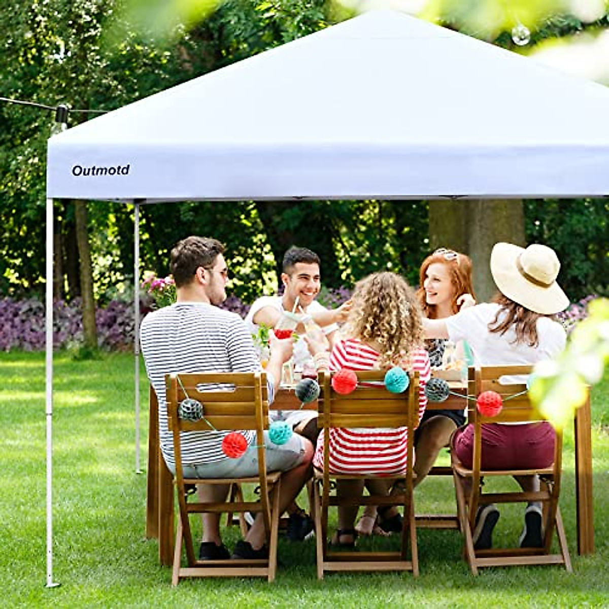 Outmotd 10ft x 10ft Slant Leg pop up Tent with Carrybag, Ground Stakes, Ropes, Outdoor Canopies Instant Party Gazebo