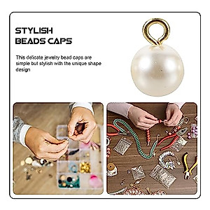 EXCEART 100pcs Faux Pearl Beads 10mm Peal Pendant Charms for Dangle Earrings Necklace Bracelet DIY Jewelry Making Accessories