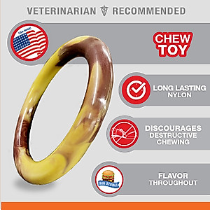Nylabone Power Chew Flavor Frenzy Ring Chew Toy for Dogs, Indestructible Chew Toys for Aggressive Chewers, Bacon Cheeseburger Flavor, Large/Giant - Up to 50 lbs. (1 Count)