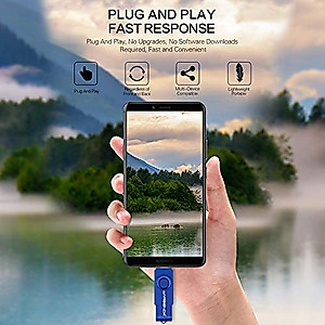 Wansenda 3 in 1 128GB USB Flash Drive USB 3.0/3.1 & Type-C & Micro USB C Pen Drive for Android Devices/PC/Tablet/Mac (128GB, Blue)