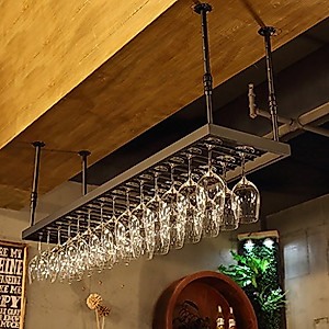 Wine Racks Metal Wine Glass Rack,Glassware Rack Wine Rack,Glassware Wine Rack、Shelf Wine Glass Holder,Wine Glass Rack, Champagne Glass Rack、 (Color : Black, Size : 50 * 35cm)