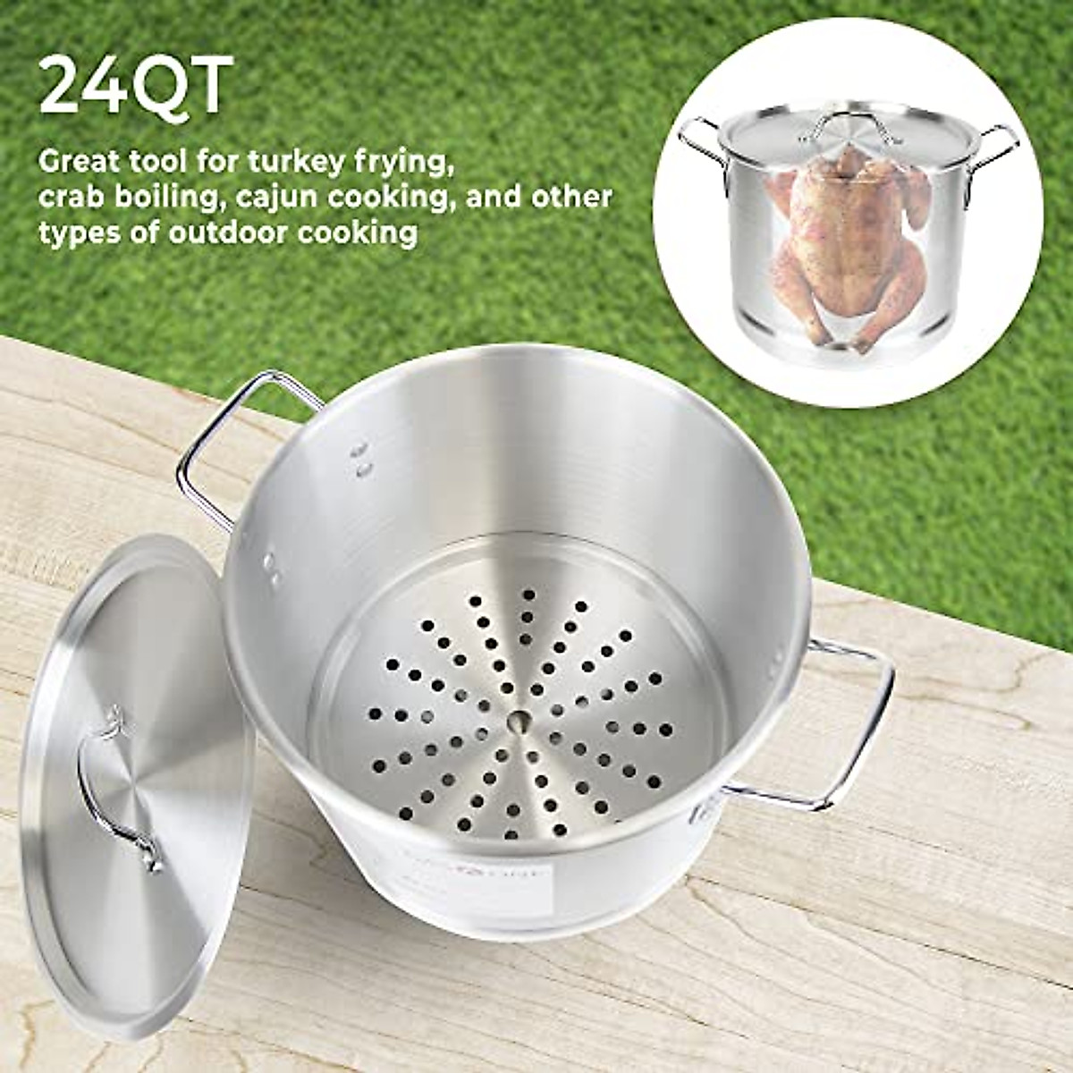 GasOne B-5155-RED Burner with Steamer Pot Turkey Fry & Tamale-with High Pressure Propane Regulator and Hose, Red QCC