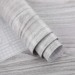 Self Adhesive Vinyl Grey Oak Wood Grain Shelf Liner Contact Paper for Kitchen Cabinets Countertop Table Desk Dresser Drawer Cupboard Bookshelves Furniture Walls Decal (17.7x117 Inches)