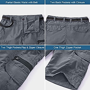 Jessie Kidden Mens Outdoor Casual Elastic Waist Lightweight Water Resistant Quick Dry Fishing Hiking Shorts (6222 Grey 36)