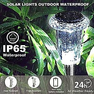 LIANGLOME Solar Lights Outdoor Pathway - 8 Pack Solar Lights Outdoor Waterproof Stainless Steel Solar Garden Lights for Landscape Patio Lawn Yard Driveway-Color Changing