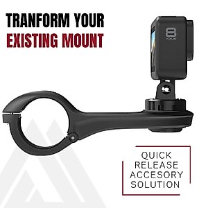 KOM Cycling CM06 Quick Release GoPro Computer Mount for Wahoo and Garmin Bike Computers Top Mount Compatible with GoPro Adapters Bundle