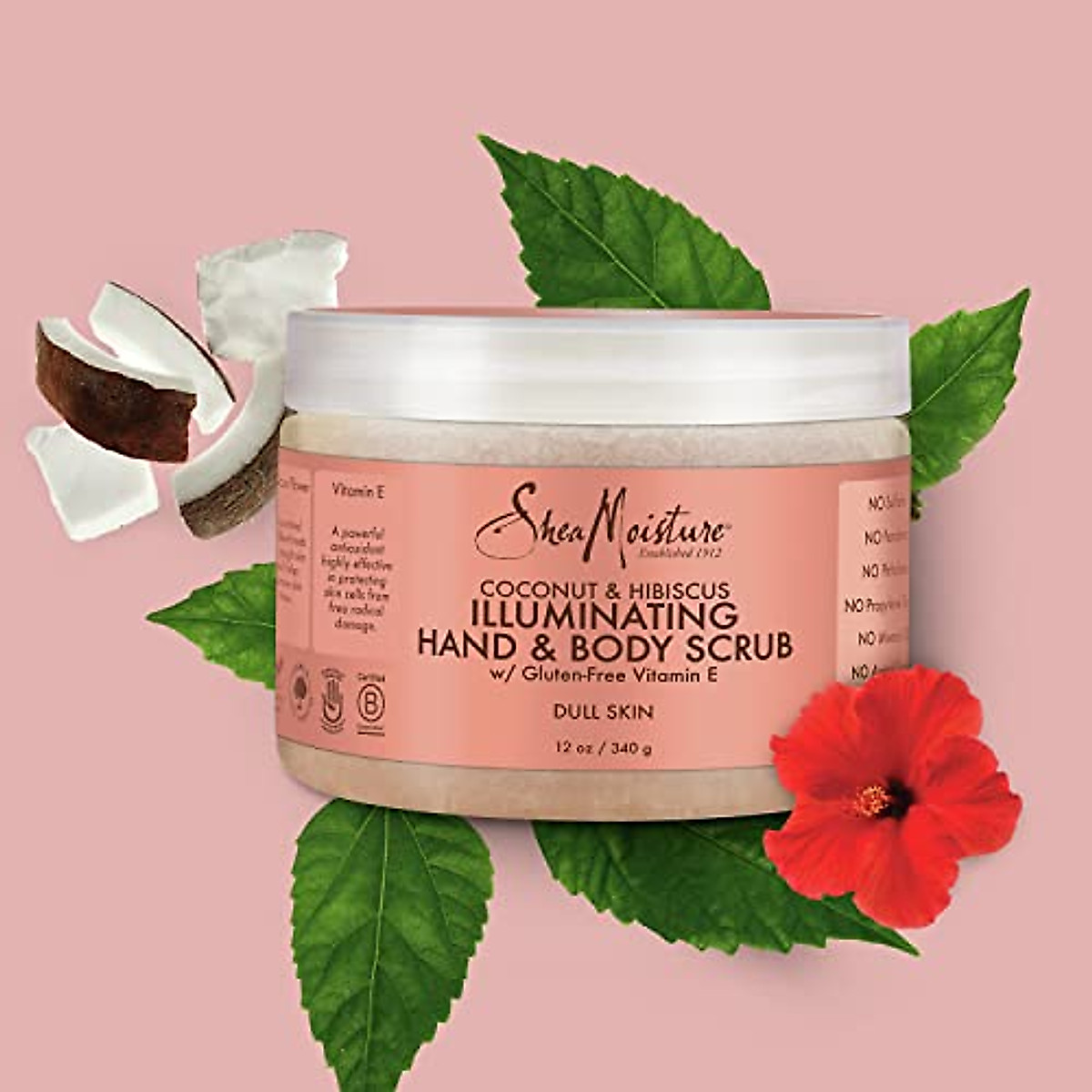 SheaMoisture Body Scrub for Dull Skin Illuminating Coconut and Hibiscus Cruelty-Free Skin Care 12 oz