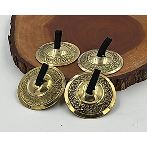 DharmaObjects Belly Dancing - OM Pro Finger Zills or Cymbals 2 Pair/4pcs Gold 6cm