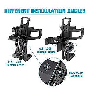 KEMIMOTO ATV Cup Holder Motorcycle Bottle Holder Universal Drink Holder with 0.6-1.75in Metal Clamp Bike Cup Holder for 20oz Bottle for Boat, Stroller, Walker, Wheelchair, Kayak, Scooter, Golf Cart