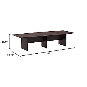 Bush Business Furniture 120" x 48" Boat Top Conference Table with Wood Base, Mocha Cherry