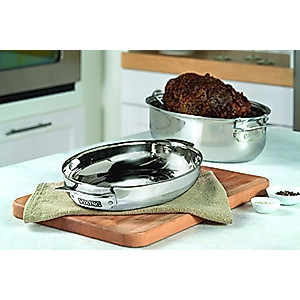 Viking Culinary 3-Ply Stainless Steel Oval Roasting Pan, 8.5 Quart, Includes Metal Induction Lid & Rack, Dishwasher, Oven Safe, Works on All Cooktops including Induction