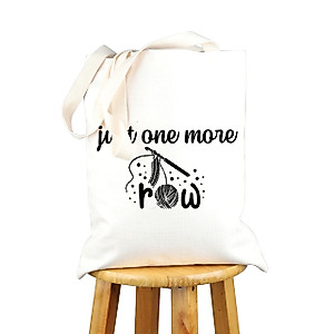 VAMSII Funny Knitting Bag Small Yarn Bag Just One More Row Crochet Knit Lover Travel Organizer (Tote)