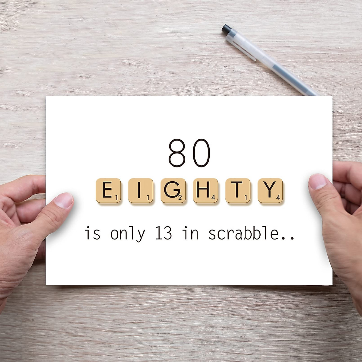 Scrabble 80th Decade Birthday Card-80 Its Only 13 In Scrabble, Funny Bday Card for Grandma Grandpa, Meaningful Celebration Card for Husband Wife Or Mum Dad